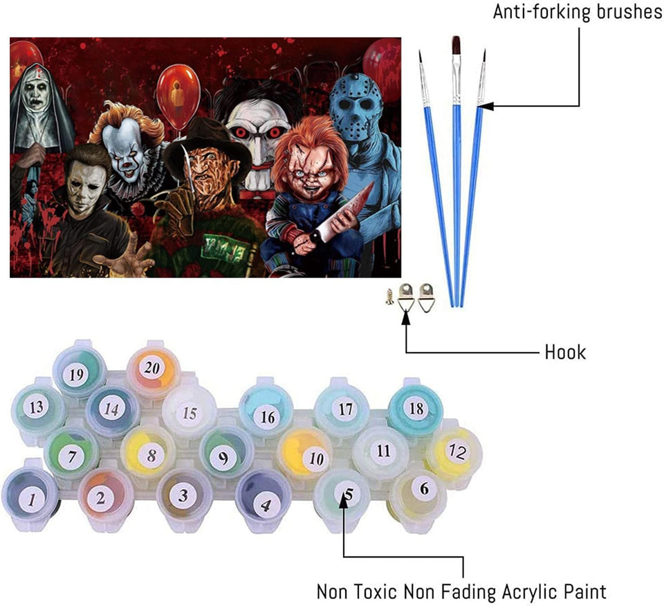 Clendo Halloween Paint by Numbers for Adults, Horror Large Paint by ...