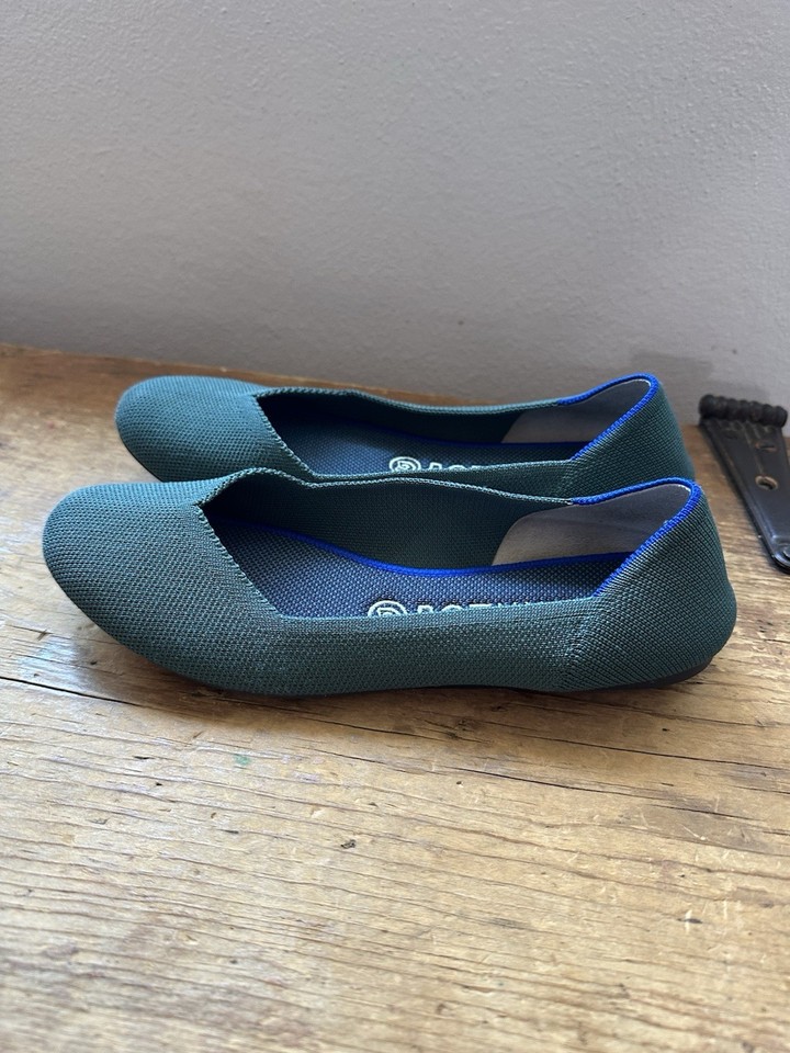 Rothys Shoes women’s 8.5 Green Flat Round Toe Emerald Ballet Retired ...
