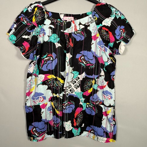 Koi by Kathy Peterson Scrub Top 3X Floral Pink Green Purple Cotton ...