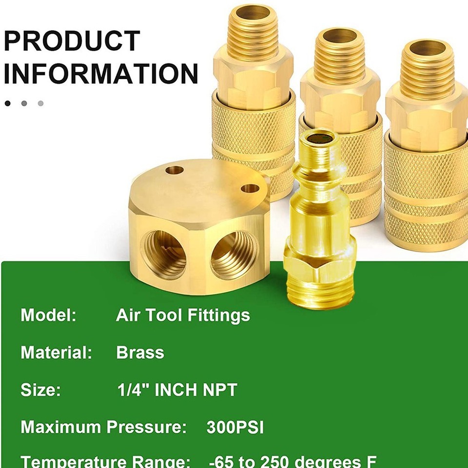 Quick Coupler 3 Way Connector Manifold Brass Fitting Air Hose Coupling ...