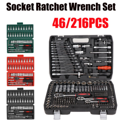46/216pcs Socket Ratchet Wrench Set 1/4" Drive Car Spanner Home Repair ...