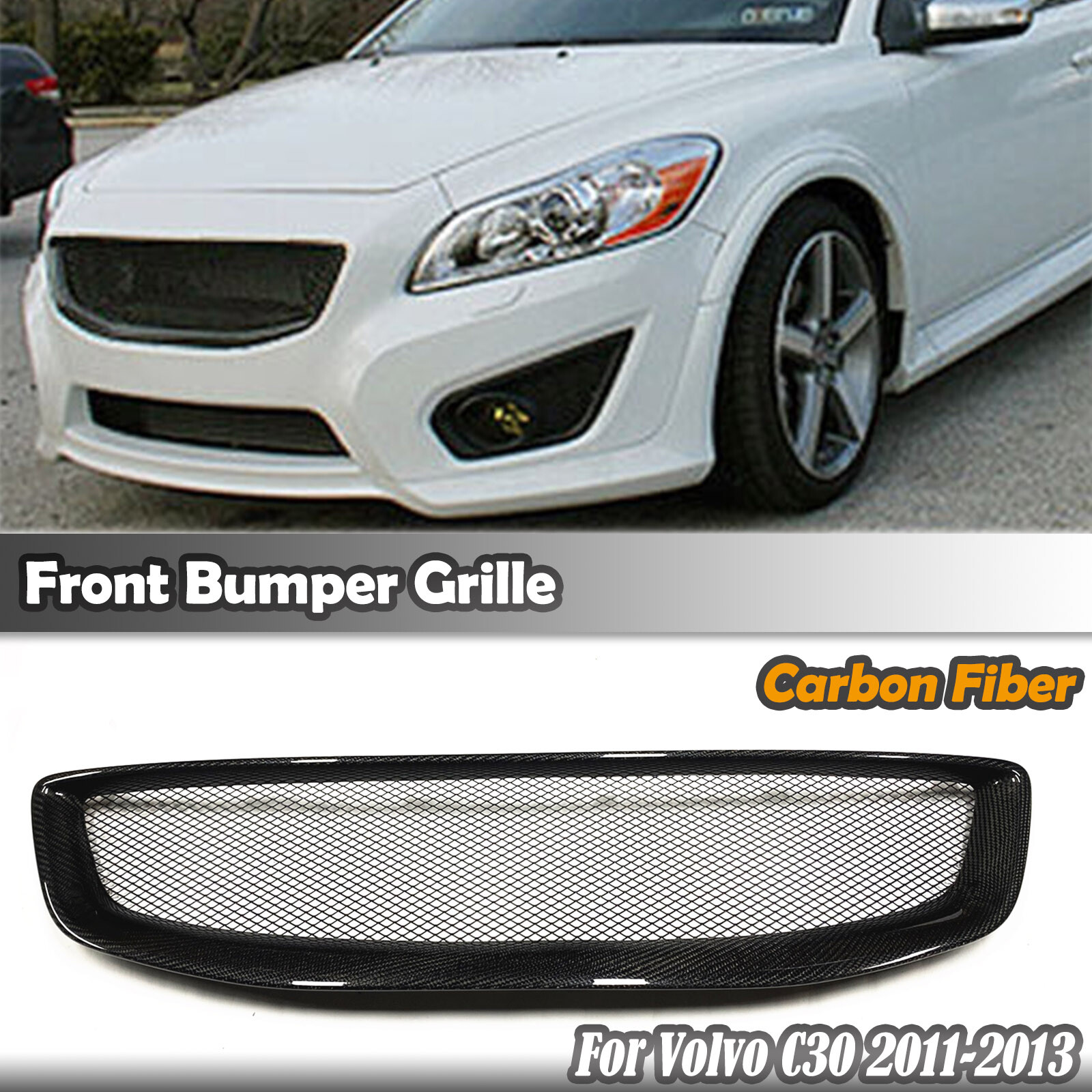 2011-2013 Volvo C30 2012 Carbon Fiber Front Bumper Hood Grille Mesh ...