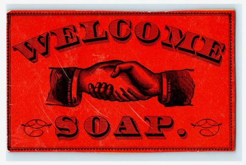 Welcome Soap - Hand Shake Red Tone Victorian Trade Card | eBay