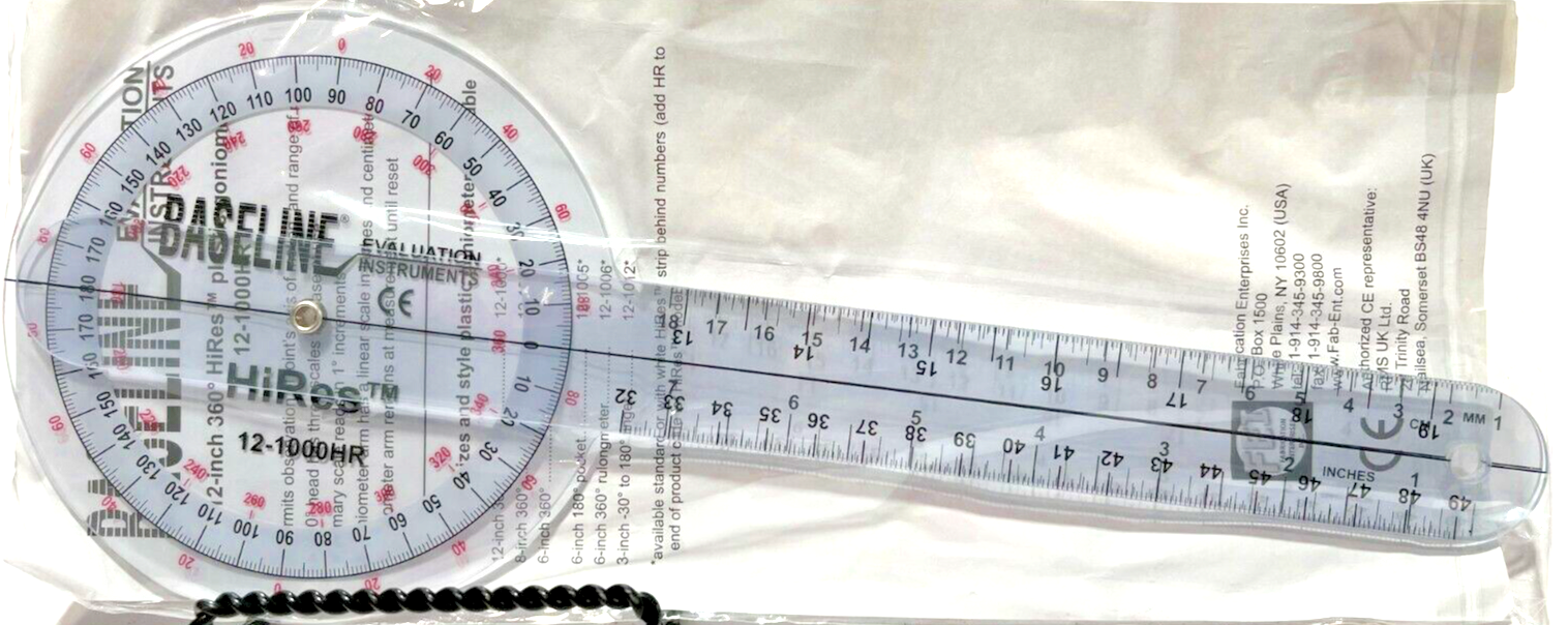 Lot Of 2! Baseline Evaluation Instruments 12-1000HR 12-Inch Plastic Goniometers | eBay