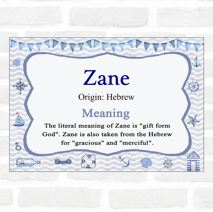 Zane Name Meaning Nautical Certificate | eBay UK