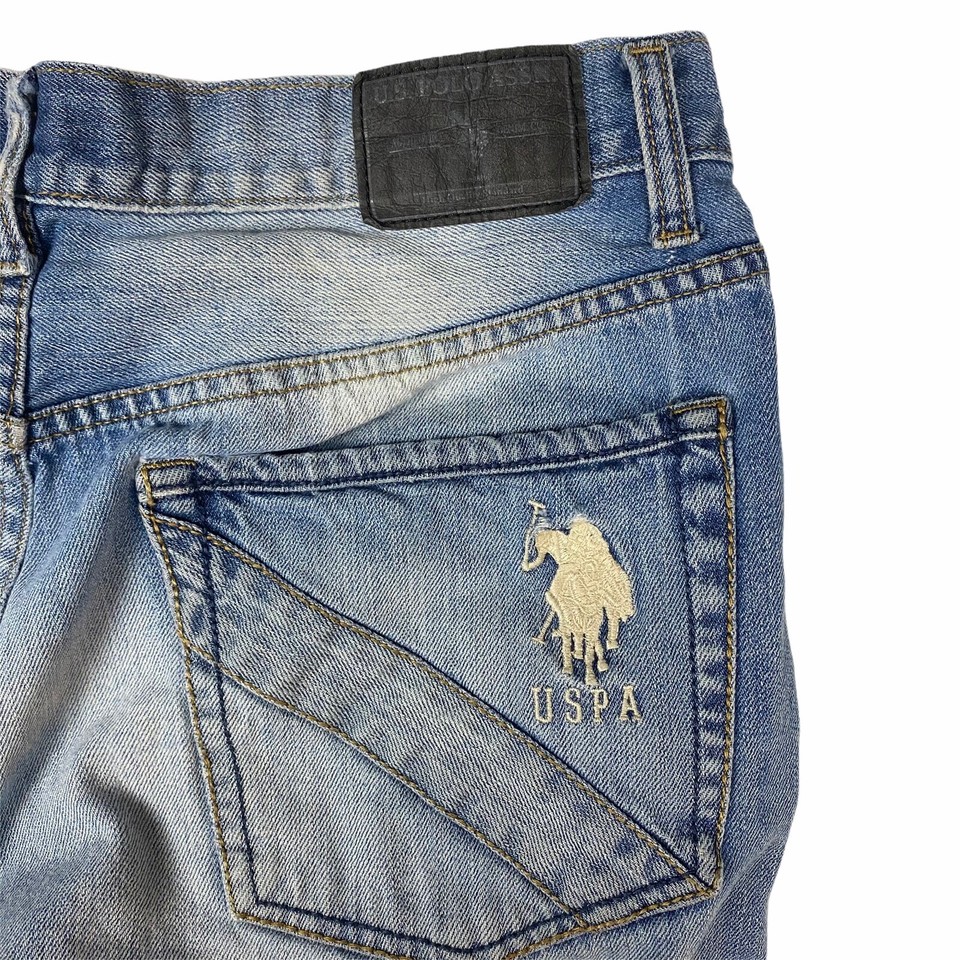 U.S. Polo ASSN. USPA Jeans Men's 36x30 Distressed Light Wash Faded Logo ...
