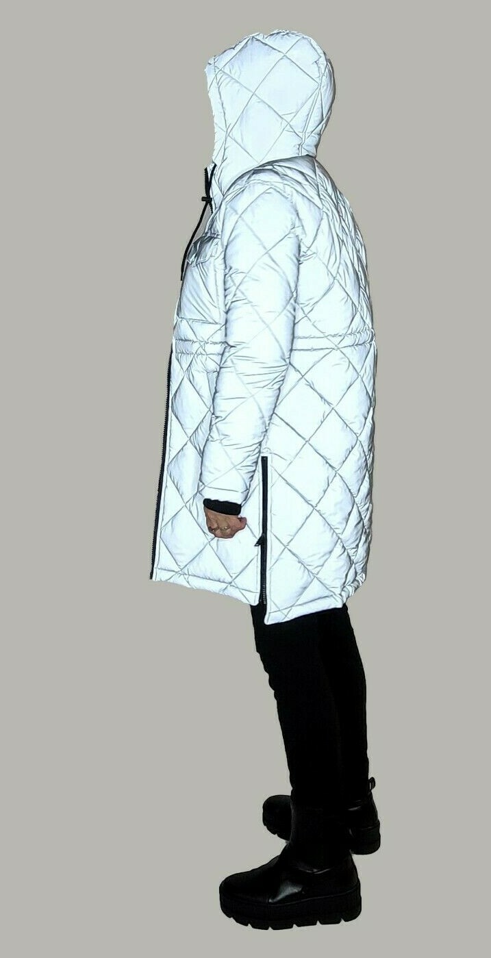 Levi's Women's Fully Reflective Hooded Winter Quilted Coat Jacket Size ...