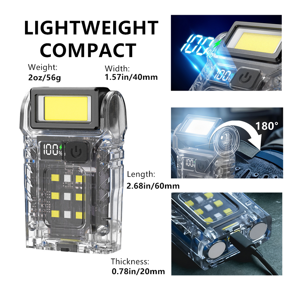 Magnet Clip COB LED Camping Hiking Warning FlashLight Mini Emergency ...