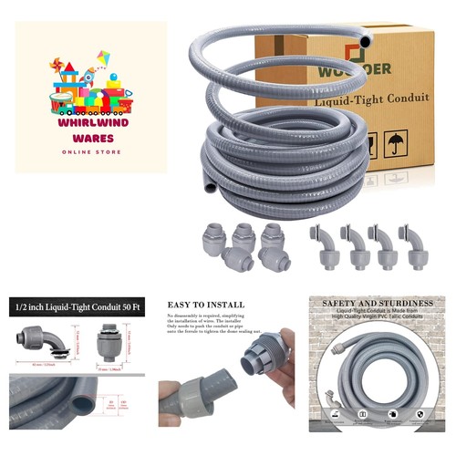 Heavy-Duty 50ft Flex Conduit Kit - Easy Install with 9 Connectors ...