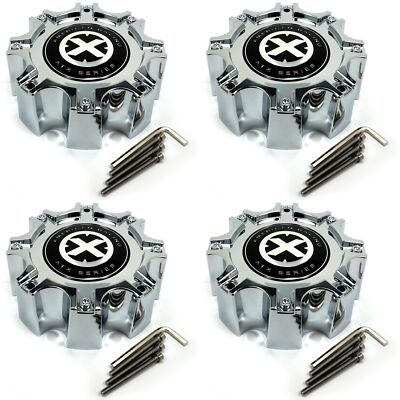 4 ATX Series Chrome Wheel Center Hub Caps for 8Lug AX188 Ledge AX195 ...
