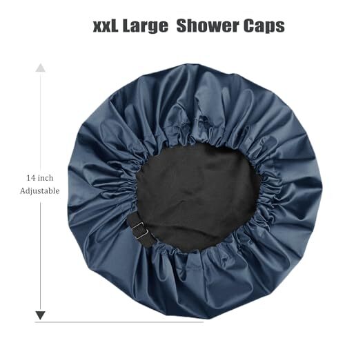 Shower Cap,100% Real Satin Lined Shower Cap,Extra Large Shower Cap Navy ...