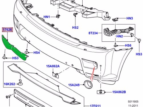 GENUINE LAND ROVER FRONT BUMPER VALANCE RANGE ROVER SPORT 10-13 NEW RH ...