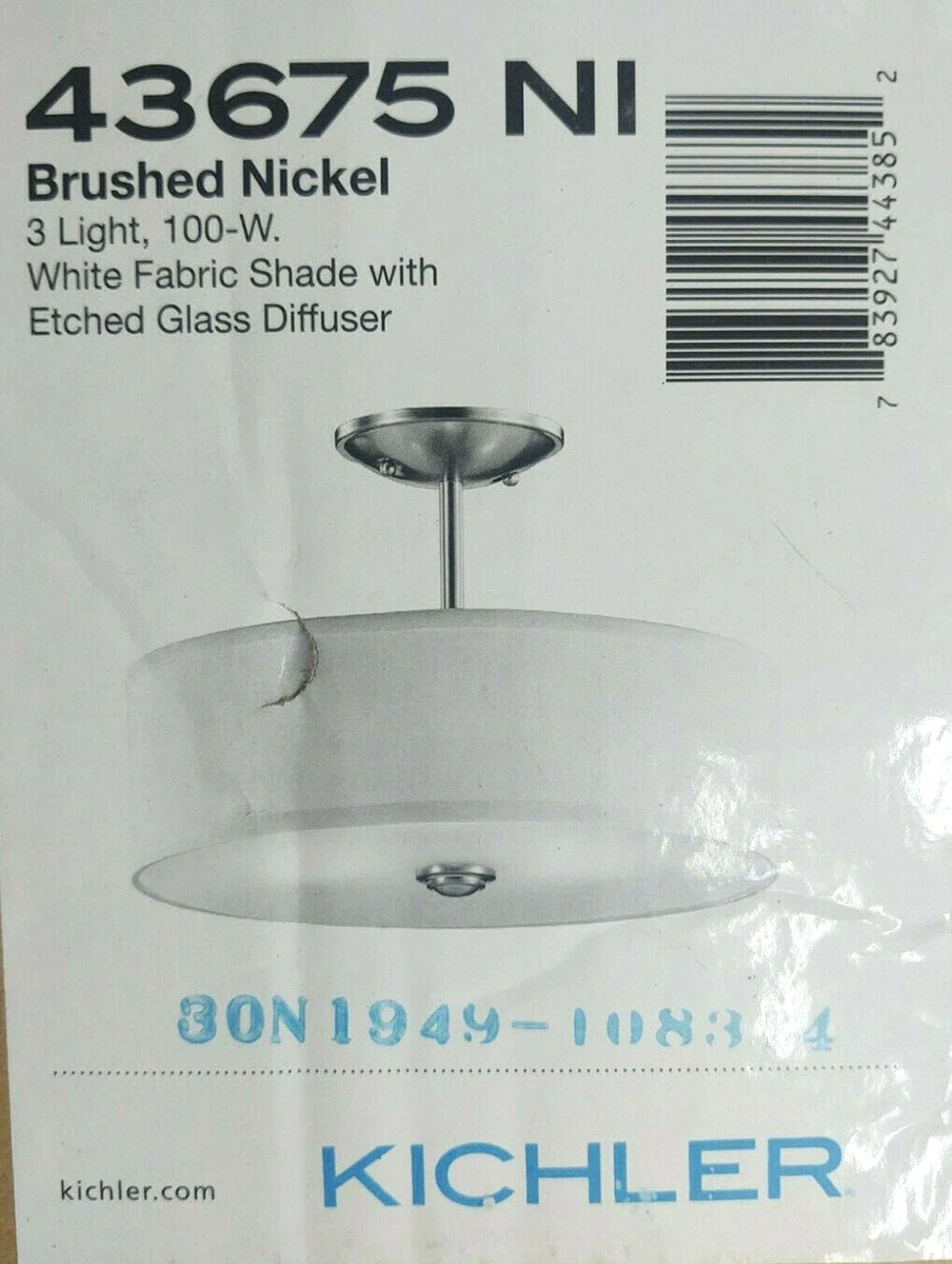 Kichler 43675 Ni Brushed Nickel Shailene 3 Light Semi Flush Ceiling ...