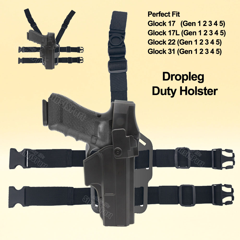 Police Drop leg Duty Holster For Glock 17 17L 22 31 g22 9mm 40 s&w ...