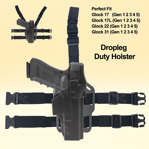 Police Drop leg Duty Holster For Glock 17 17L 22 31 g22 9mm 40 s&w ...
