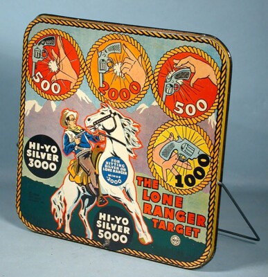 1938 The Lone Ranger Tin Litho Target Marx Toys with Easel Cowboy ...