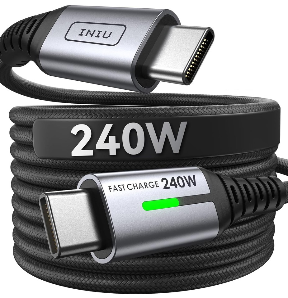 INIU USB C to USB C Cable, 240W Fast Charging [6.6ft, 2-Pack] Type C ...