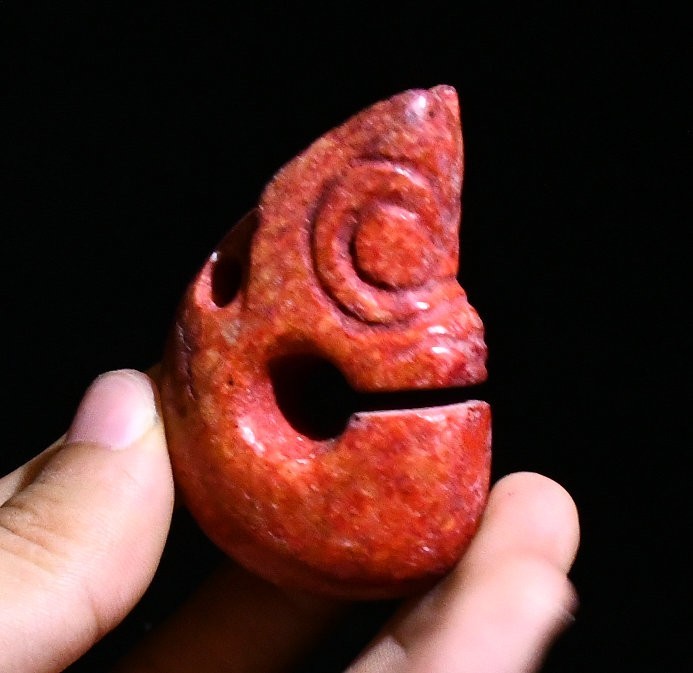 5.5CM China Hongshan Culture Old Jade Carved Yu Pig Dragon Hook Amulet ...