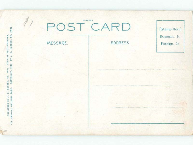 Unused W-Border HYMEN TERRACE Yellowstone National Park Wyoming WY ...