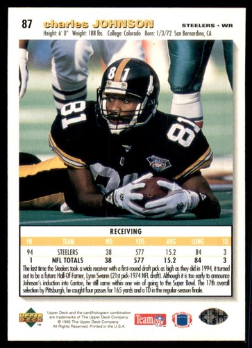 1995 Upper Deck Charles Johnson Pittsburgh Steelers #81 | eBay