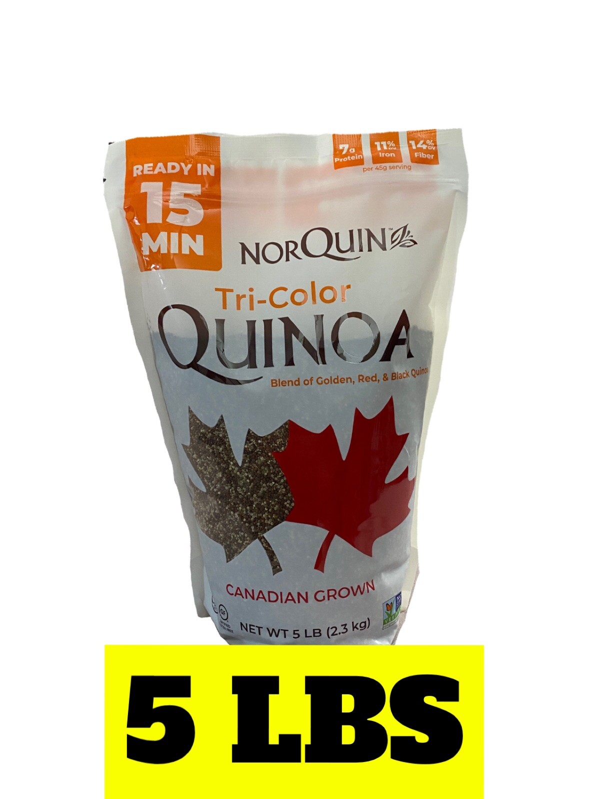 Norquin Tri-Color Quinoa Canadian Grown Ready In 15mins(5Lbs) Gluten ...