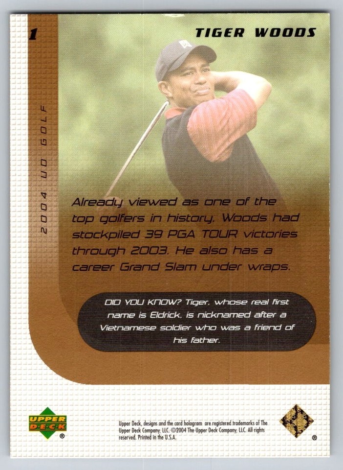 2004 UPPER DECK GOLF CARD #1 TIGER WOODS | eBay