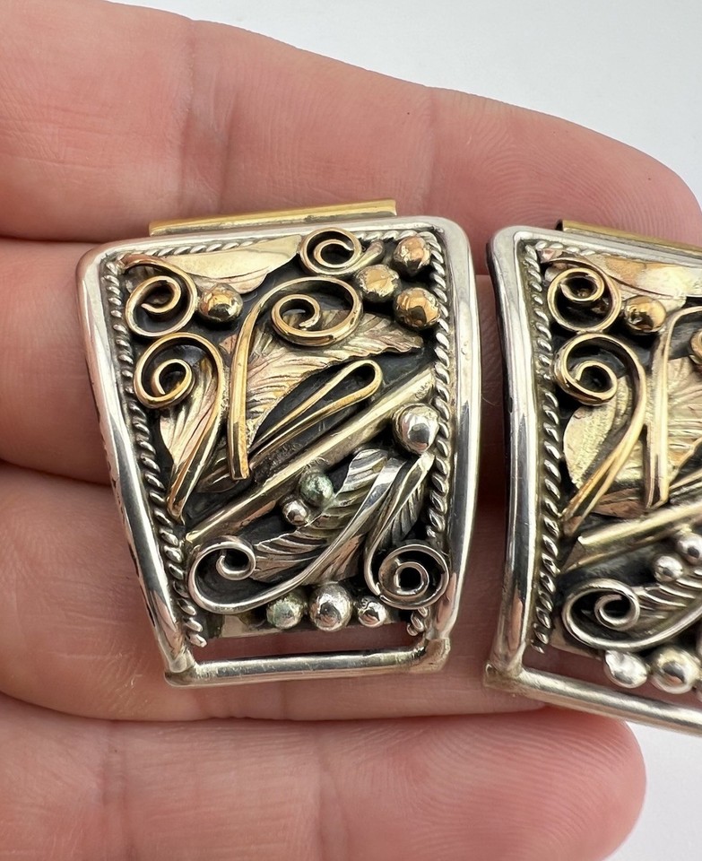 Justin Morris Navajo Sterling Silver & Gold-Filled Detailed Half Mens ...