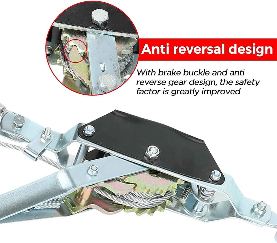 2 Ton Dual Gear Power Puller Heavy Duty 2 Hook Cable Puller Hand Winch ...