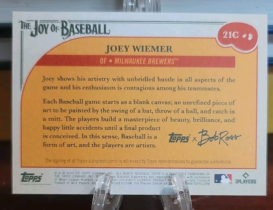 JOEY WEIMER 2023 Topps X Bob Ross The Joy of Baseball Blue Auto /50 ...