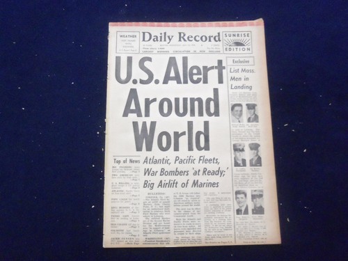 1958 JULY 16 BOSTON DAILY RECORD NEWSPAPER - U.S. ALERT AROUND WORLD ...
