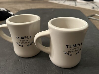 2 Temple Coffee Roasters Heavy Diner Style 10oz COFFEE MUGs Cups Skiing ...