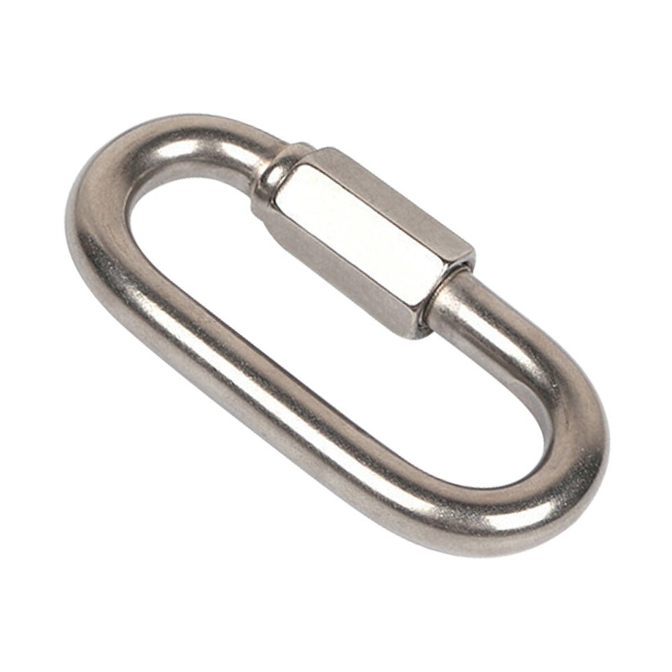 Stainless Steel Screw Lock Quick Links Chain Climbing Carabiner Hook ...