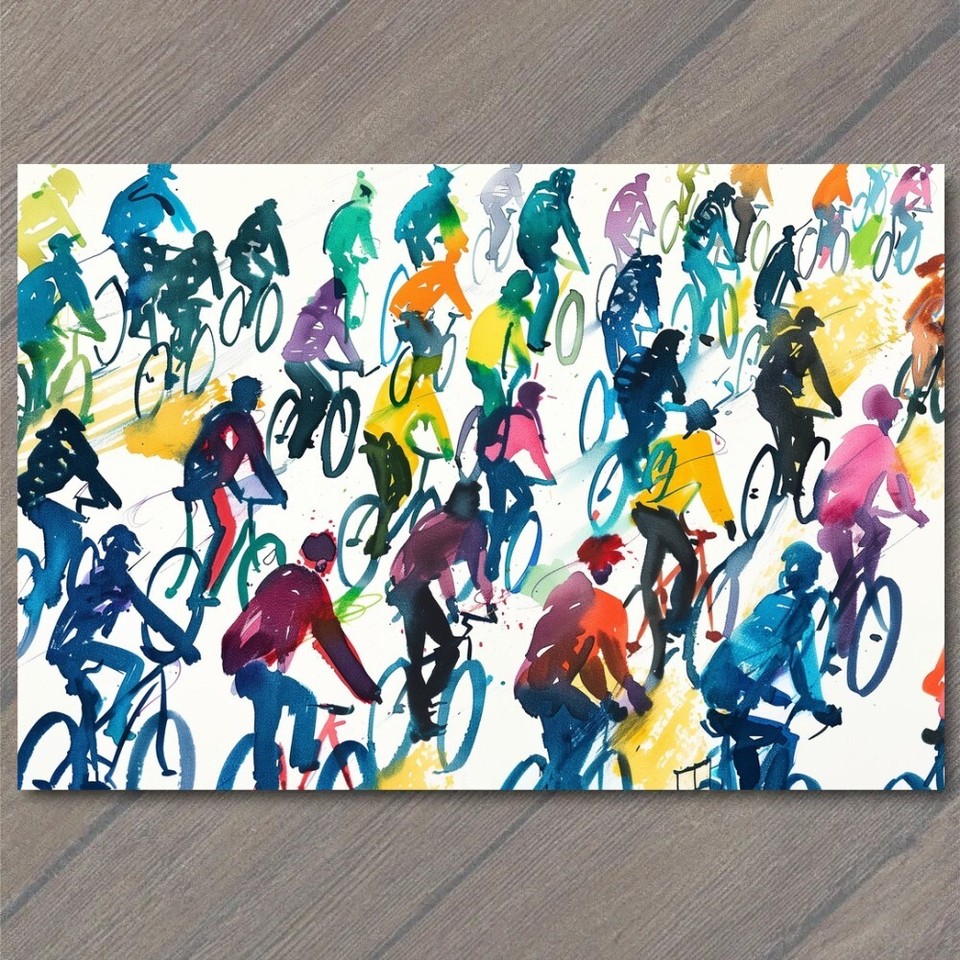 11x17" Bicycle Collage Riding Bikes Funny Cute Strange Wheels Fun Cute ...