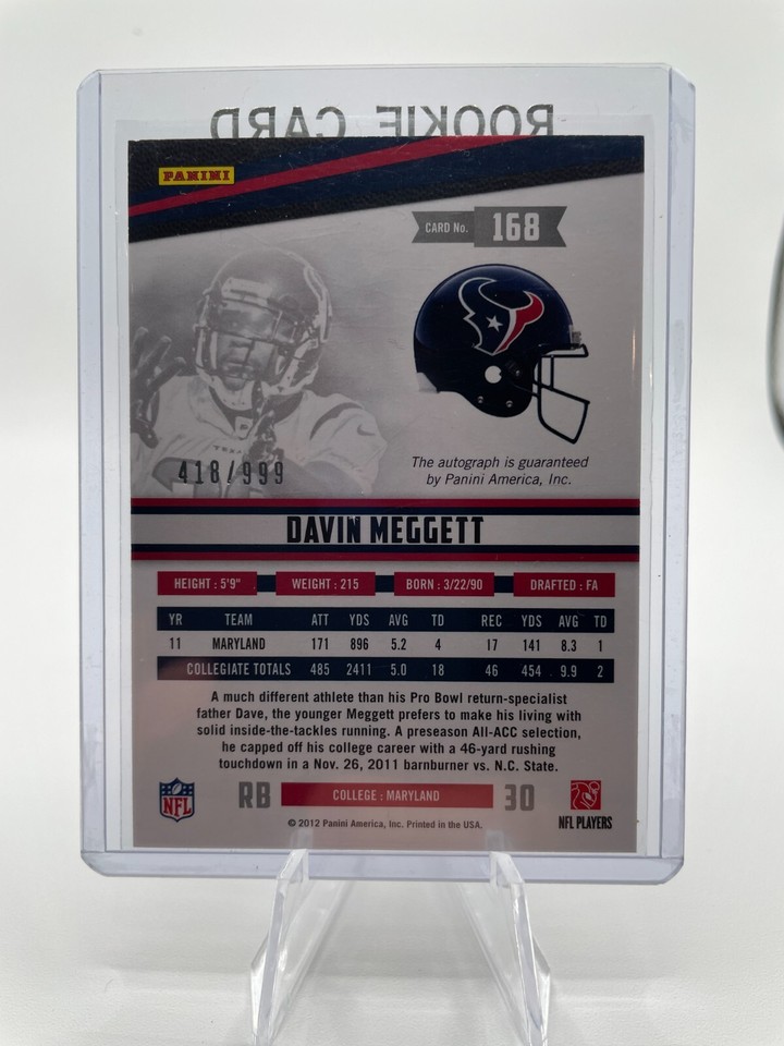 2012 Panini Rookies & Stars Davin Meggett Rookie Auto /999 #168 | eBay