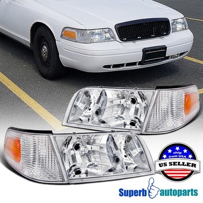 Fits 1998-2011 Ford Crown Victoria Headlights w/ Corner Signal Lamps 98 ...