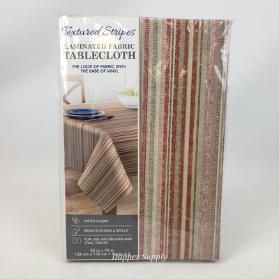 Textured Stripes Laminated Fabric Tablecloth Wipes Clean 52