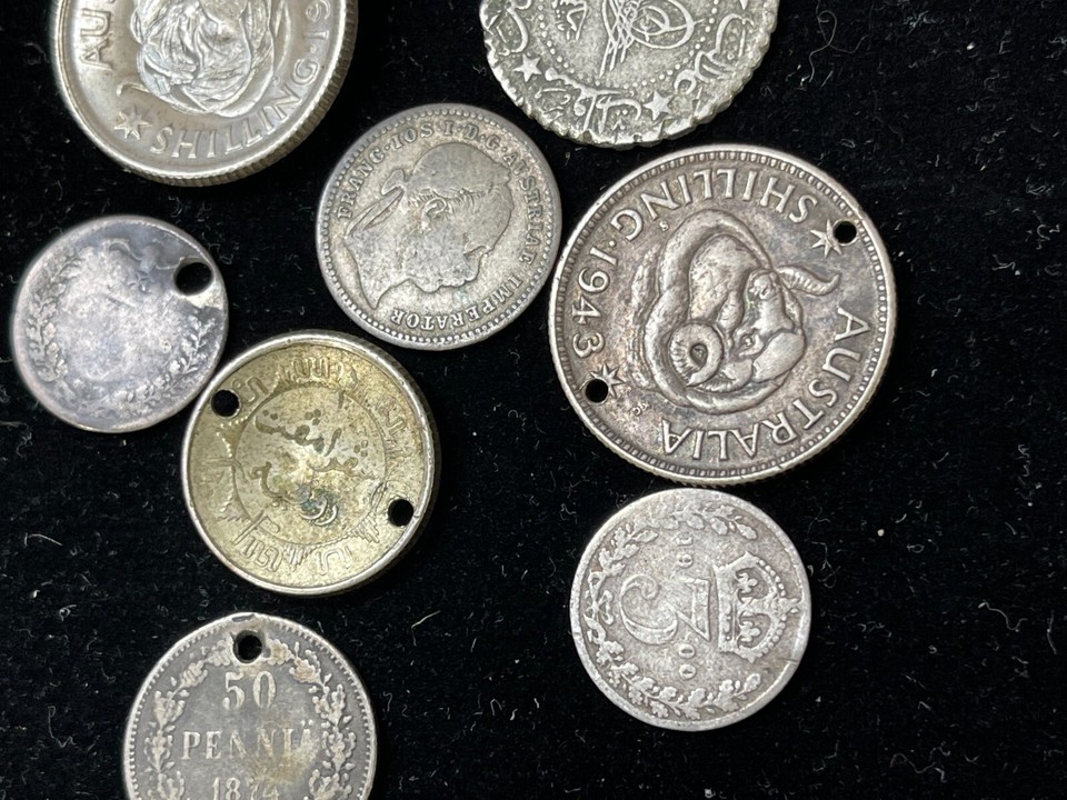 Assorted World Foreign Silver Coins lot Bent Holed Damaged High Value | eBay