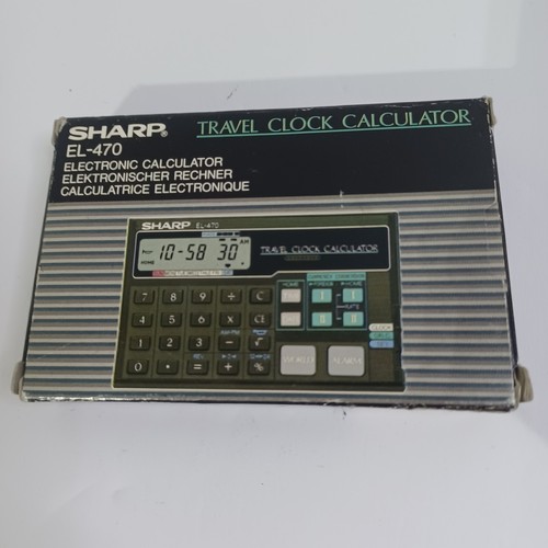 SHARP EL-470 Electronic Calculator Travel Clock Currency Conversion ...