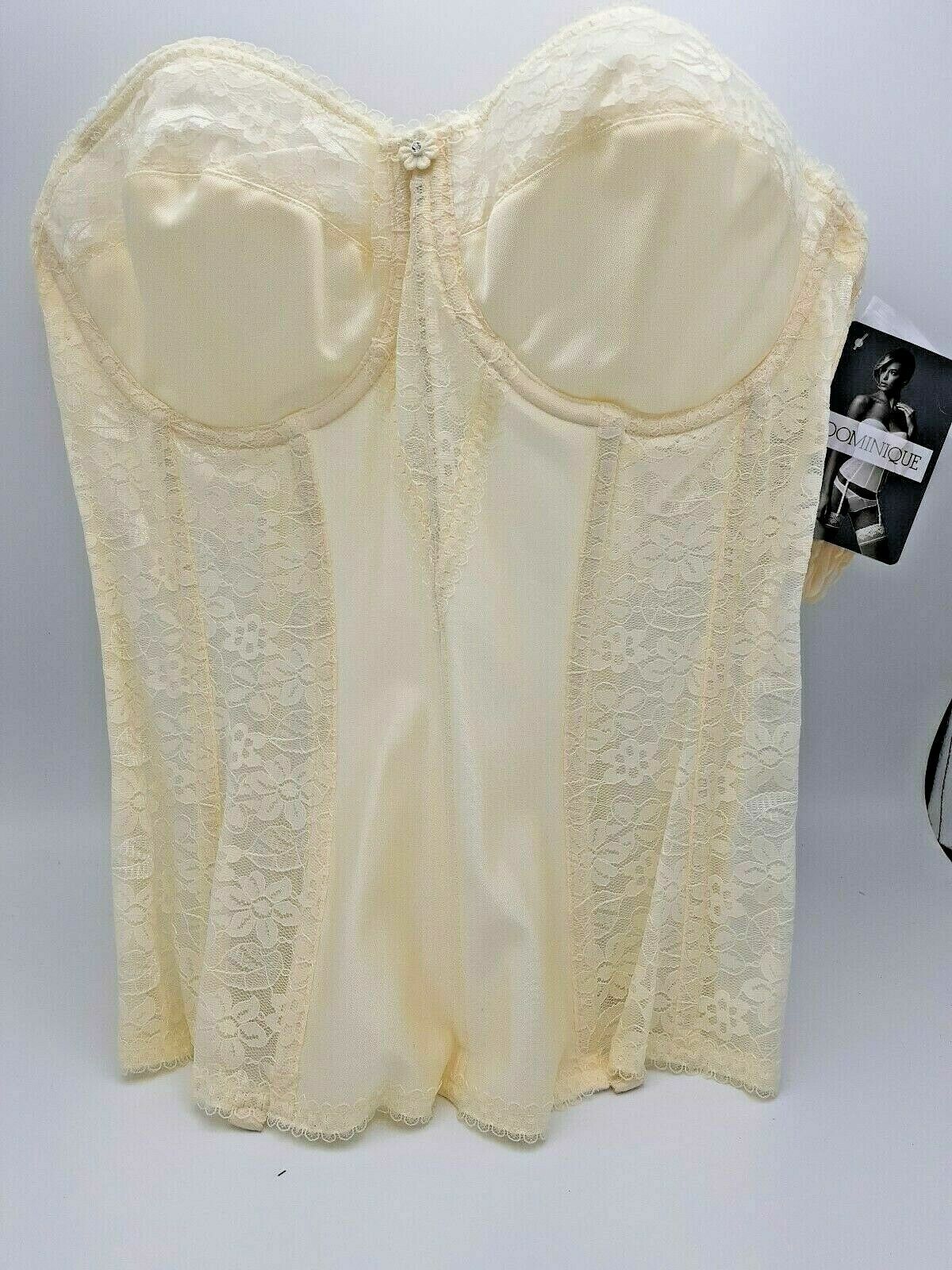 Dominque-Collette Longline Lace Corset strapless BRA Torsolette Ivory ...