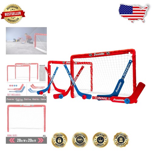 NHL Indoor Mini Hockey Goal Set - 2 Goals, Sticks & Foam Balls for Kids ...