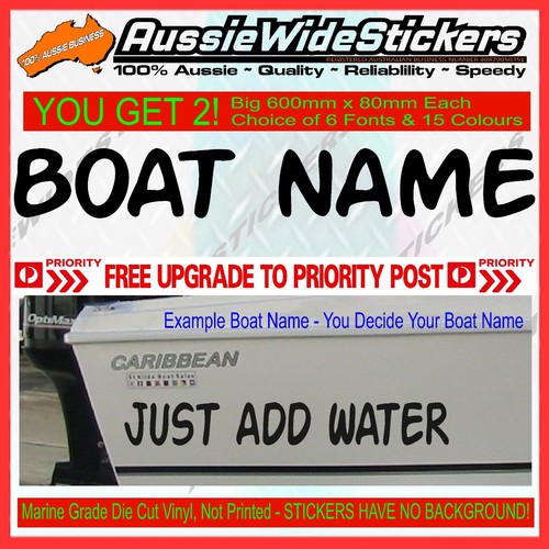 PERSONALISED CUSTOM BOAT JETSKI KAYAK NAME STICKERS Marine Grade Vinyl ...