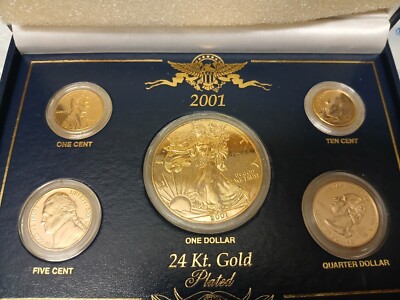 24k gold plated 2001 coin set with case | eBay
