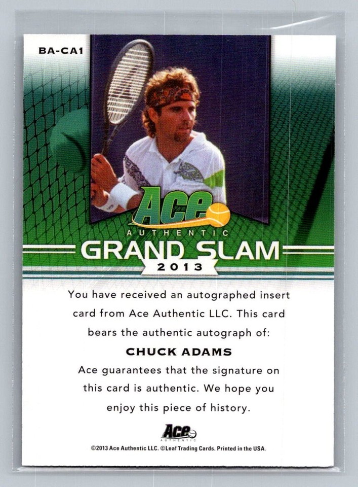 2013 Ace Authentic Grand Slam Chuck Adams AUTO #BA-CA1 Tennis Signed ...