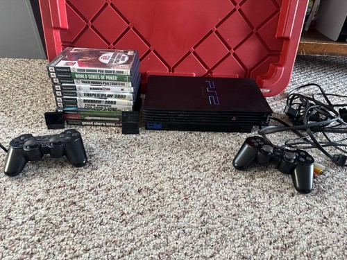 Sony Playstation 2 Console SCPH-39001 Fat + 2 Controllers + 10 Games ...