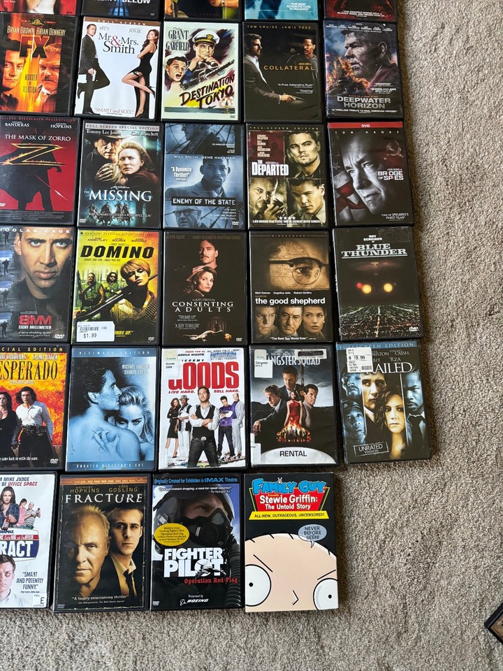 Large lot of 53 DVD movies various genres action comedy romance sci-fi ...