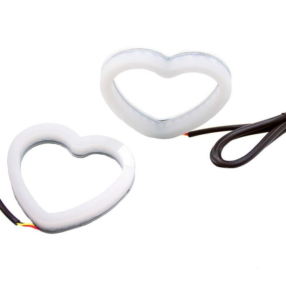 Heart-Shaped RGB Halo Ring Angel Eye Dynamic Revolving DRL Headlight ...