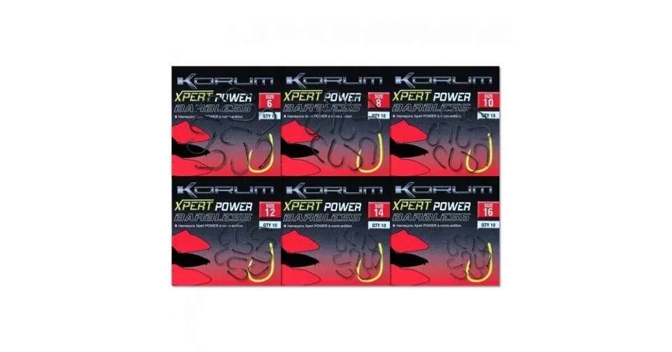 Korum Xpert POWER Hooks Eyed BARBLESS All Sizes | eBay UK