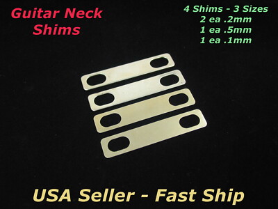 4x Guitar Neck Shims Brass, 2x .2mm, 1x .5mm, 1x 1mm for Stratocaster ...