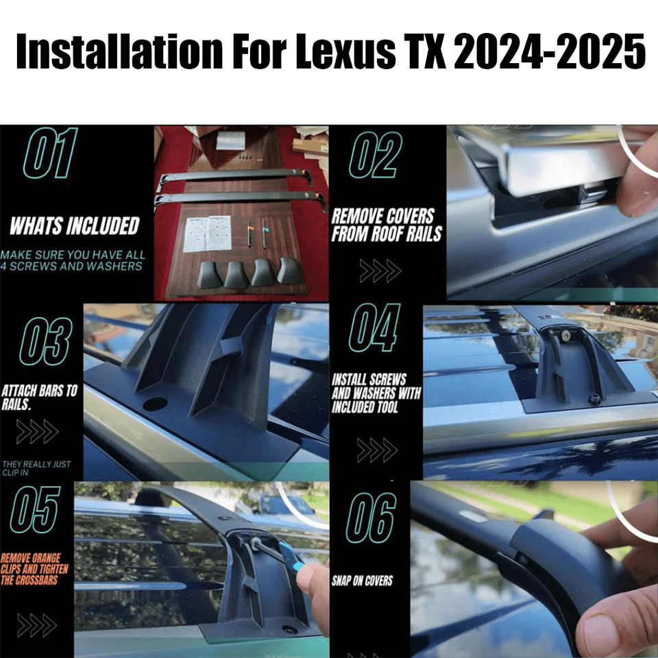 2PCS Crossbar Cross Bars Fits For Lexus TX 350 500h 550h 2023-2025 Roof ...