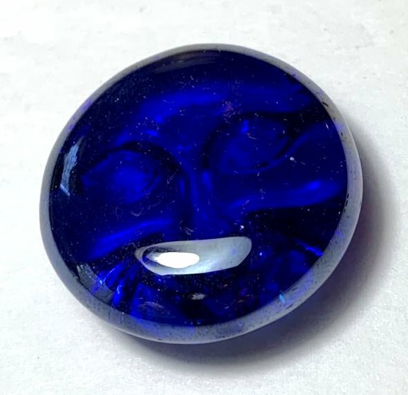 3 Glass Mystic Moon Face Iridescent Blue, Crystal, Blue Mega Marbles ...